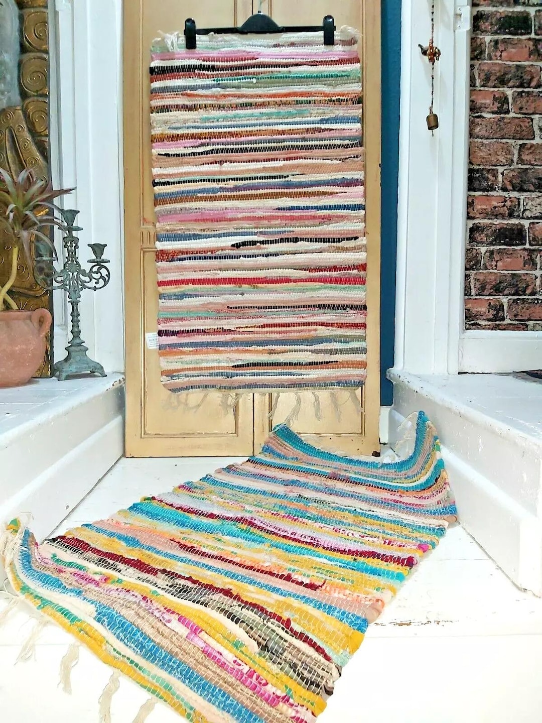 A " Pair " of Dari Handwoven Chindi Rugs From India 50cm X 90cm - Etsy UK