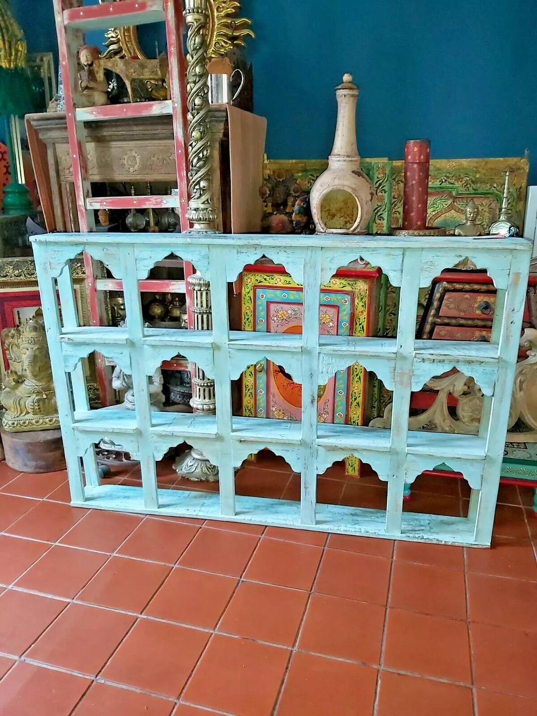 Large Vintage Style Indian Fifteen Arch Wooden Temple Shelf - Etsy