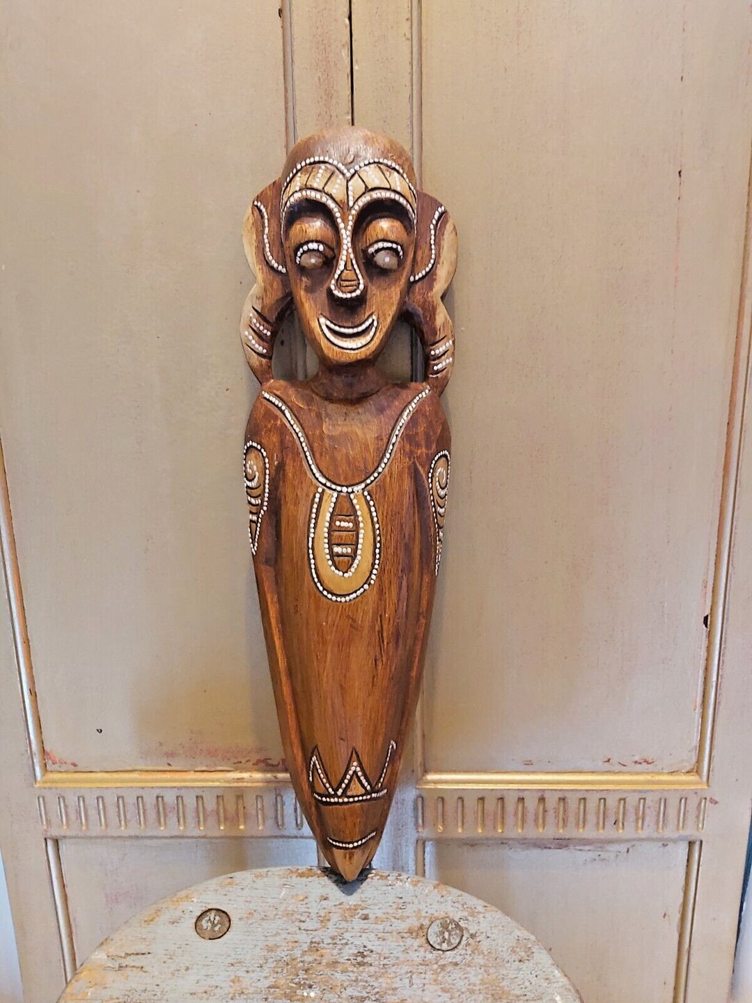 Vintage African Solid Wood Wall Hanging Statue/figure - Etsy UK