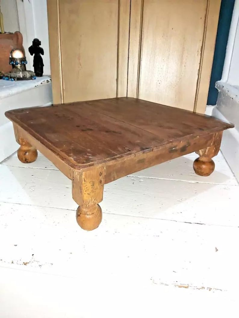 Vintage Indian Solid Wood Chowki Table - Etsy UK