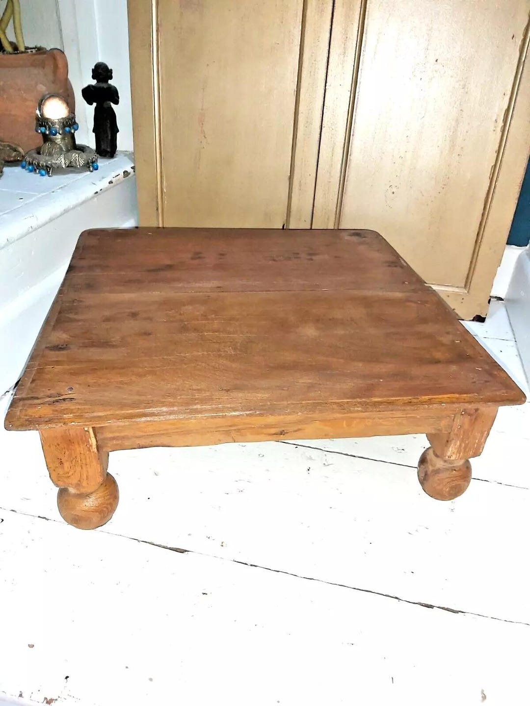 Vintage Indian Solid Wood Chowki Table - Etsy UK