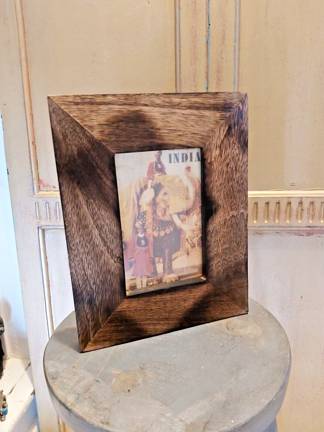 Hand Carved Wedge Indian Recycled Mango Wood Picture Frame - 4 X 6 Inch ...