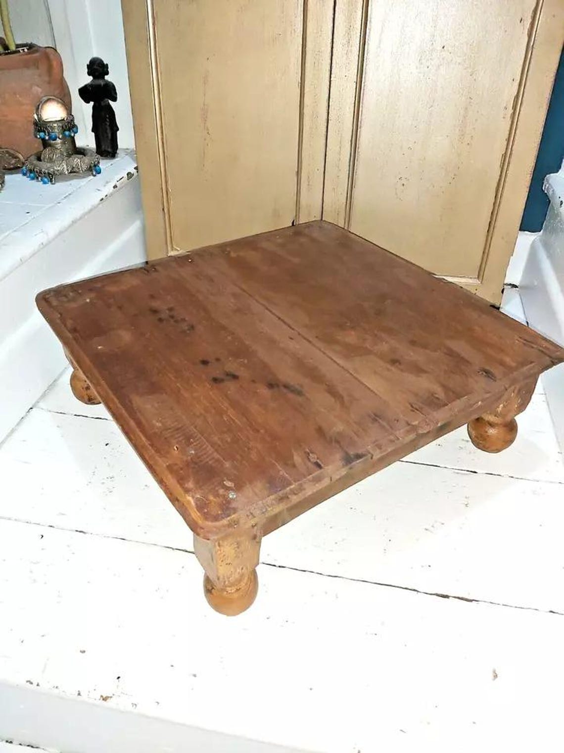 Vintage Indian Solid Wood Chowki Table - Etsy UK