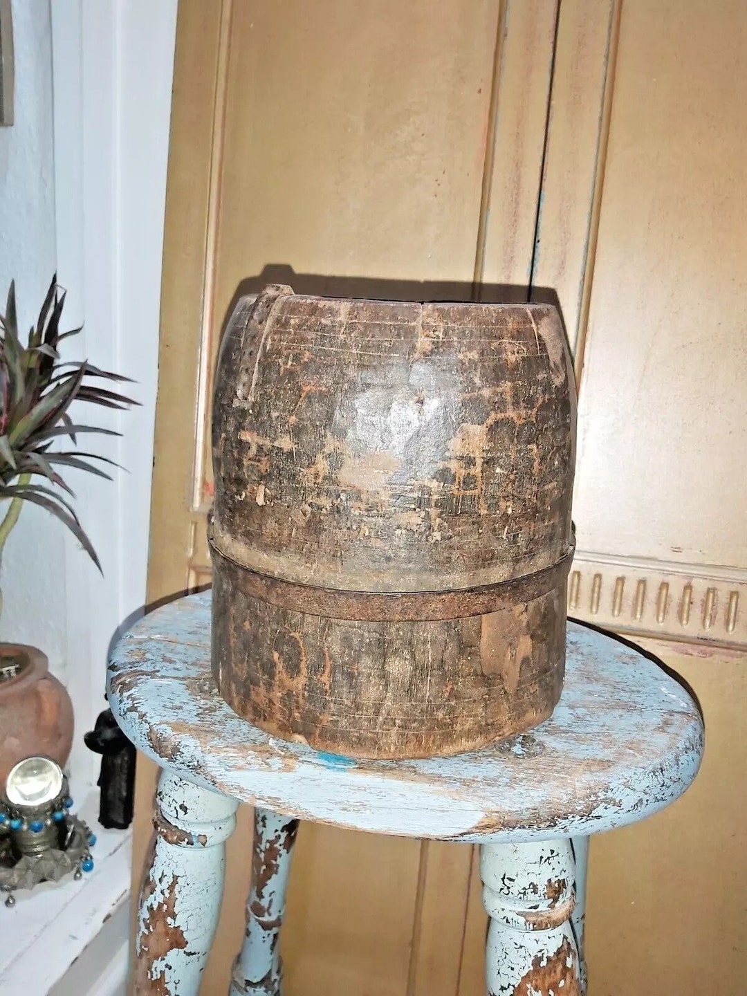 Vintage / Antique Original Indian Wooden Decorative Pot - Etsy UK