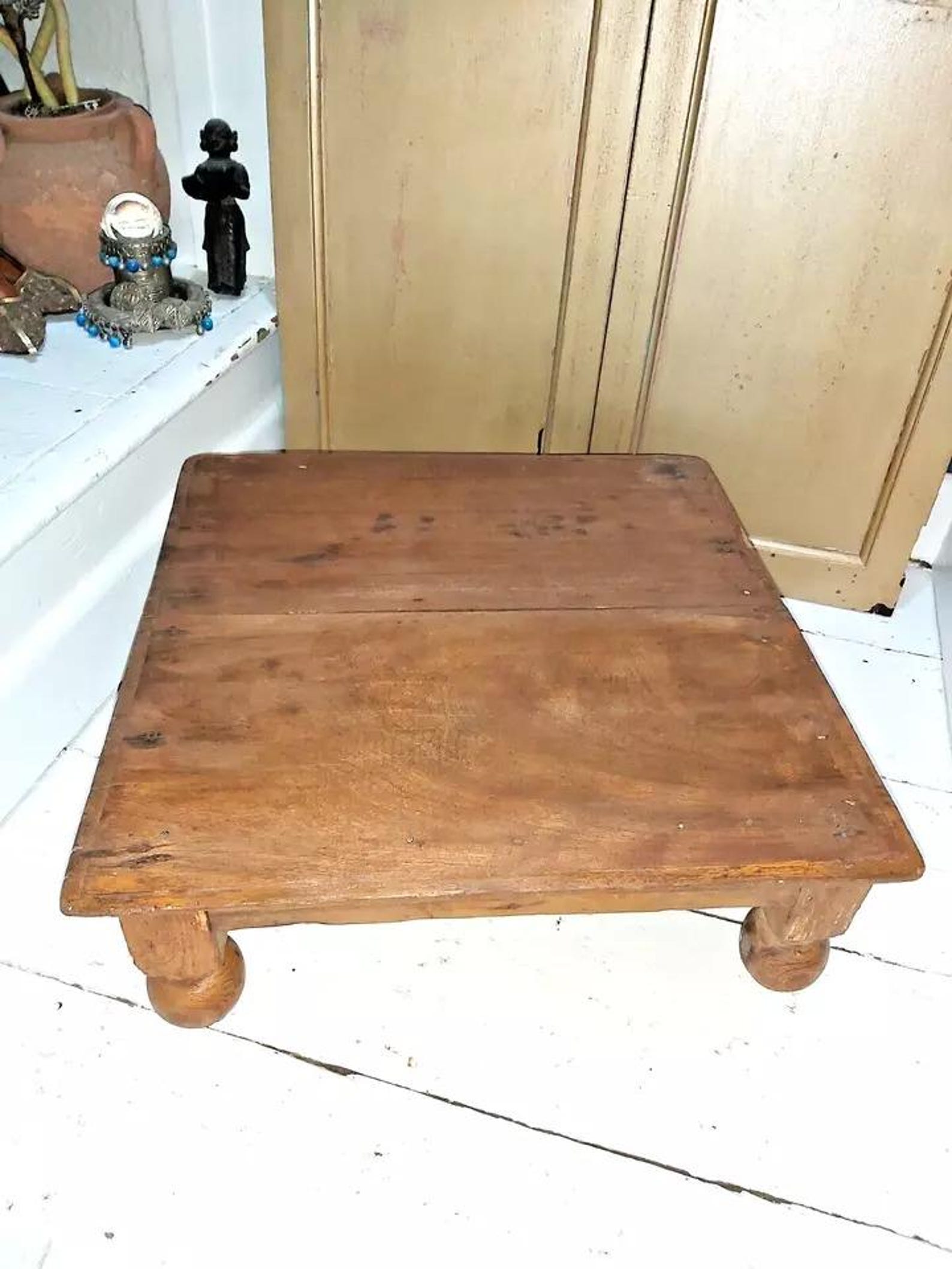 Vintage Indian Solid Wood Chowki Table - Etsy UK
