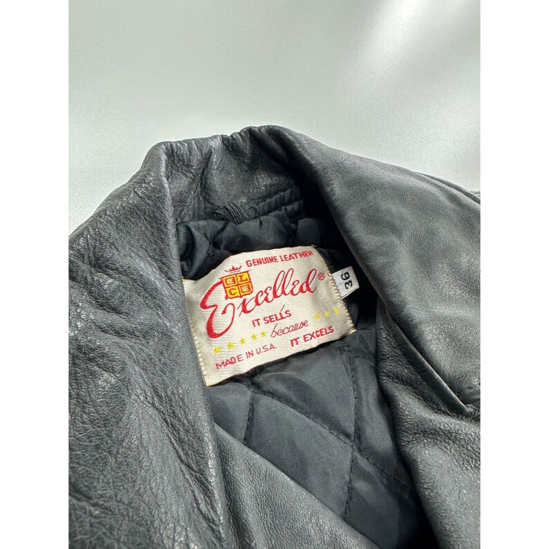 Excelled Mens Vtg Leather Motorcycle Biker USA Jacket Sz 36 Black Zip ...
