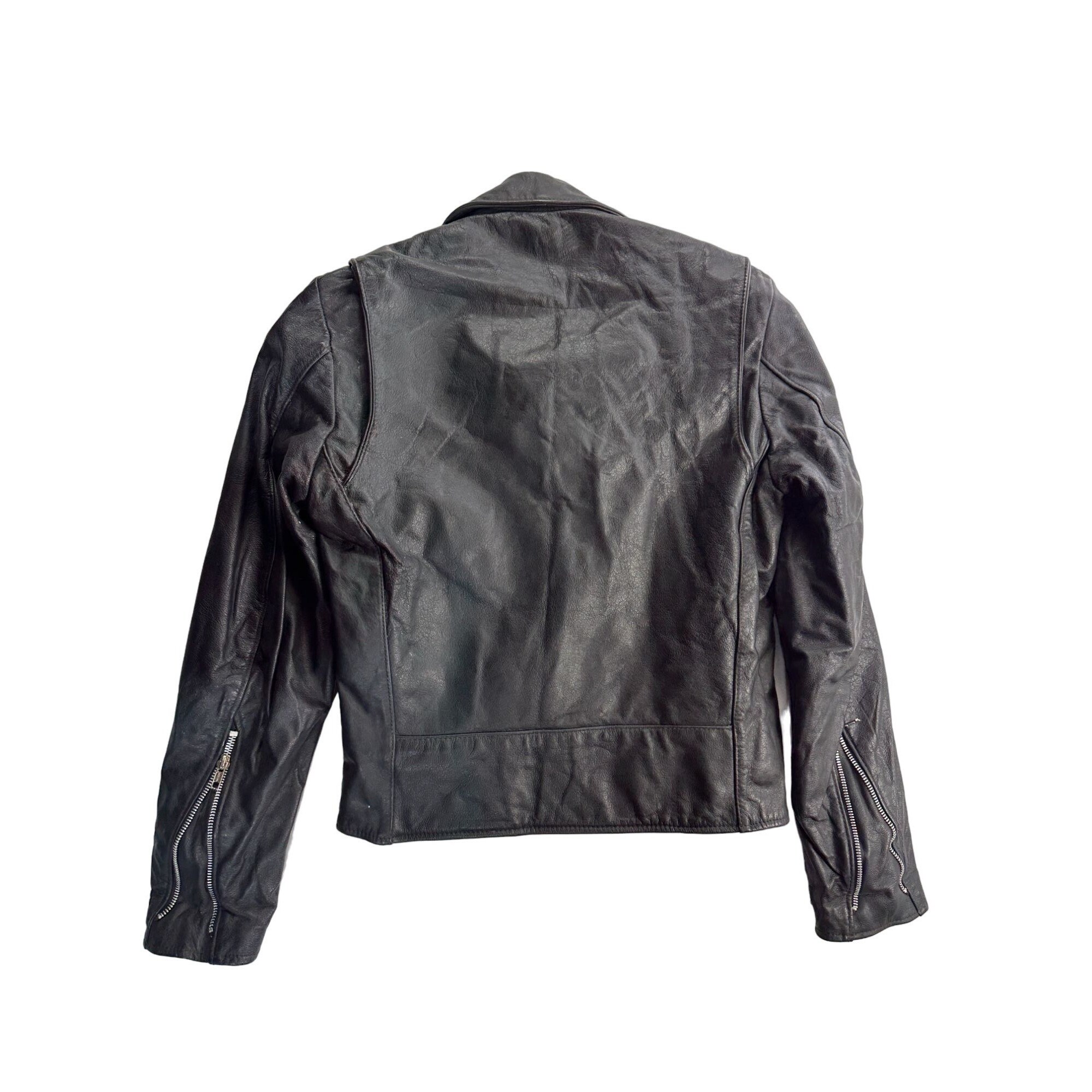 Excelled Mens Vtg Leather Motorcycle Biker USA Jacket Sz 36 Black Zip ...