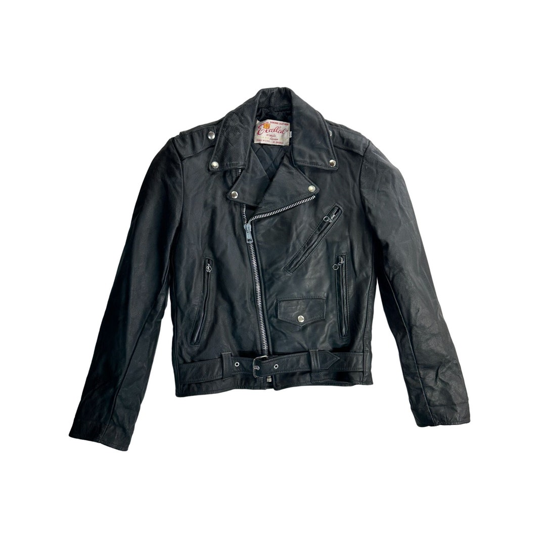 Excelled Mens Vtg Leather Motorcycle Biker USA Jacket Sz 36 Black Zip ...