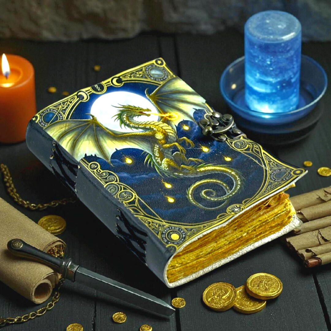 Dragon Leather Journal: Handmade Book of Shadows With Deckle Edge Paper ...