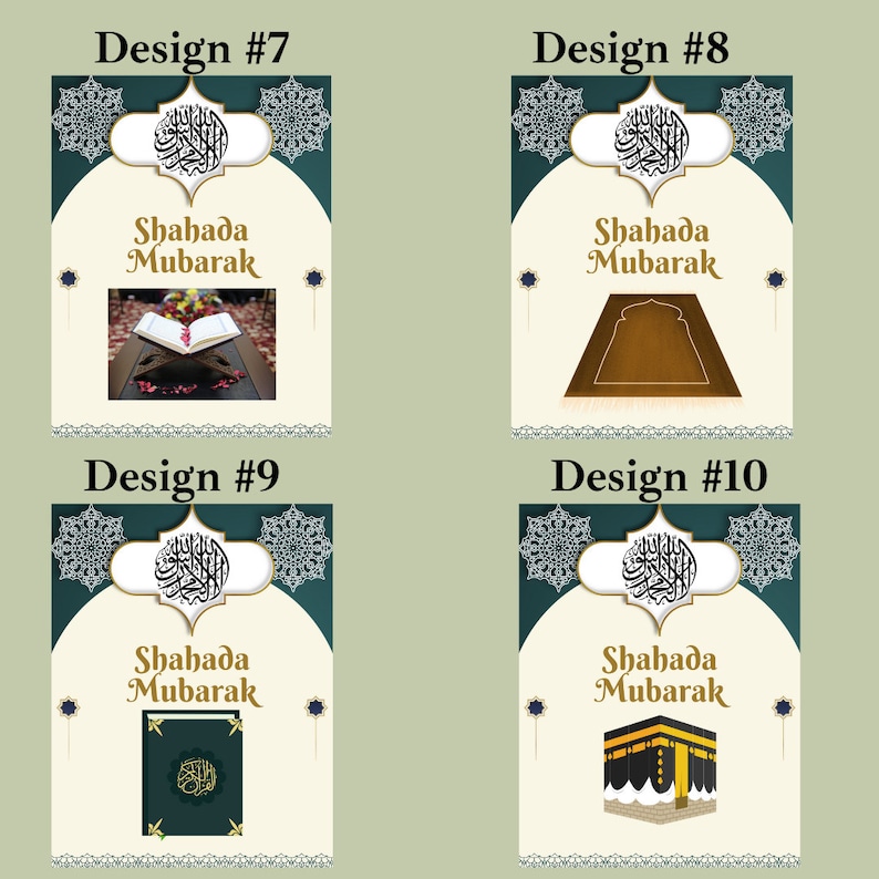 20 Printable Shahada Mubarak Digital Cards, Instant Download, Eid Gift ...