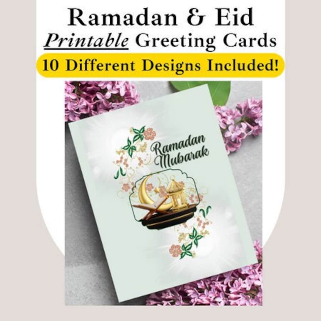 20 Printable Ramadan and Eid Mubarak Cards Size 5x7, Instant Download ...