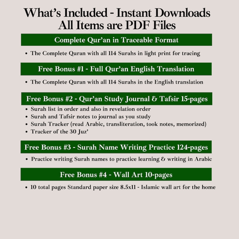 Full Quran Traceable PDF: English Translation, Study Journal, Surah ...