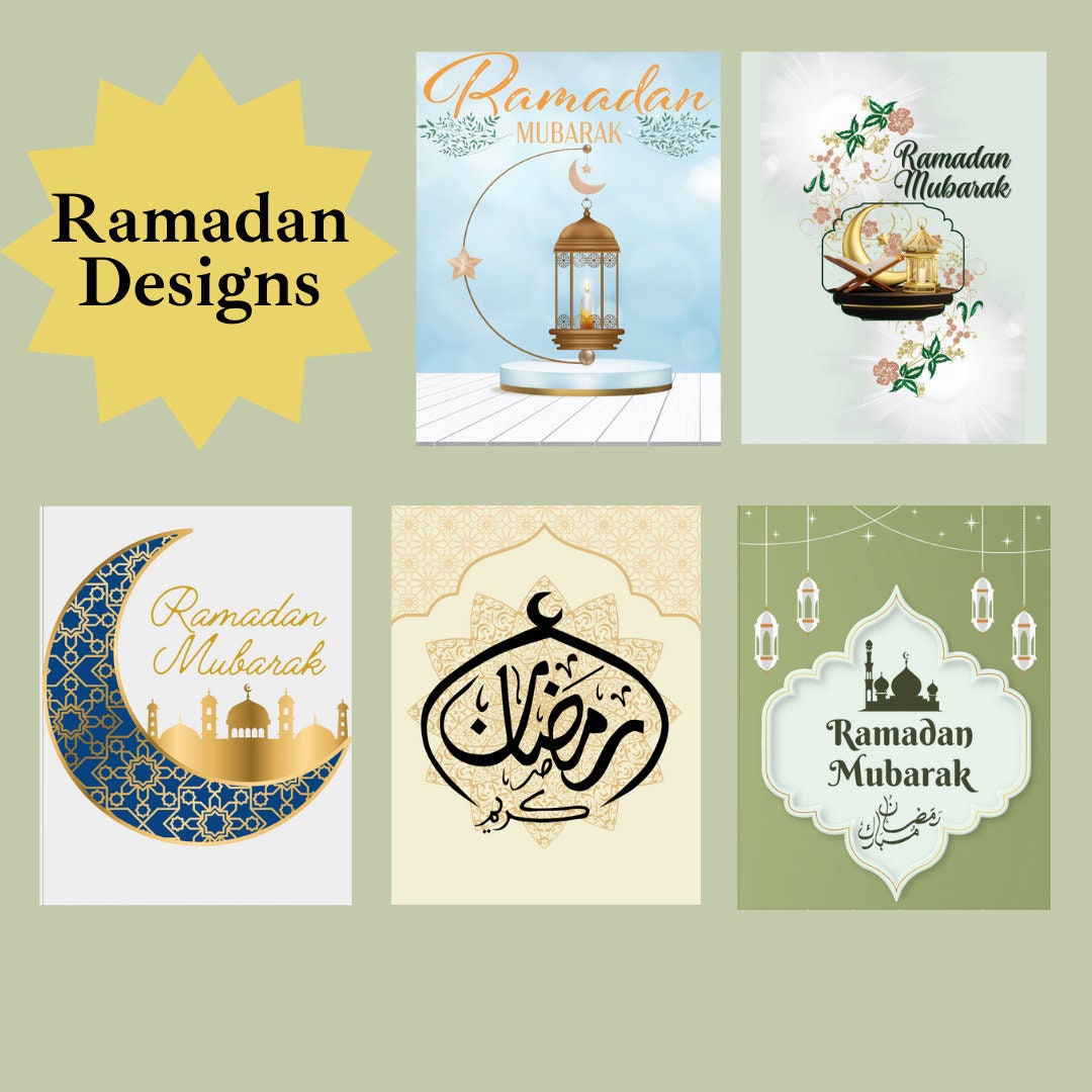 20 Printable Ramadan and Eid Mubarak Cards Size 5x7, Instant Download ...