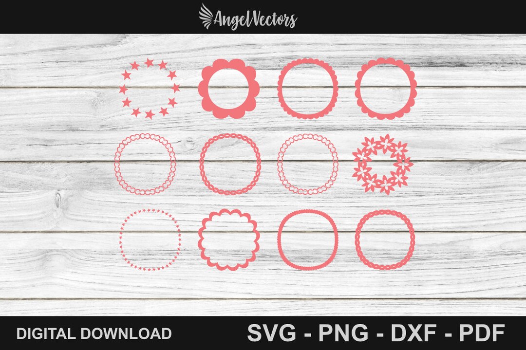 Round Frames Svg, Decorative Frame Cut File, Digital Art, DXF, PDF, PNG ...