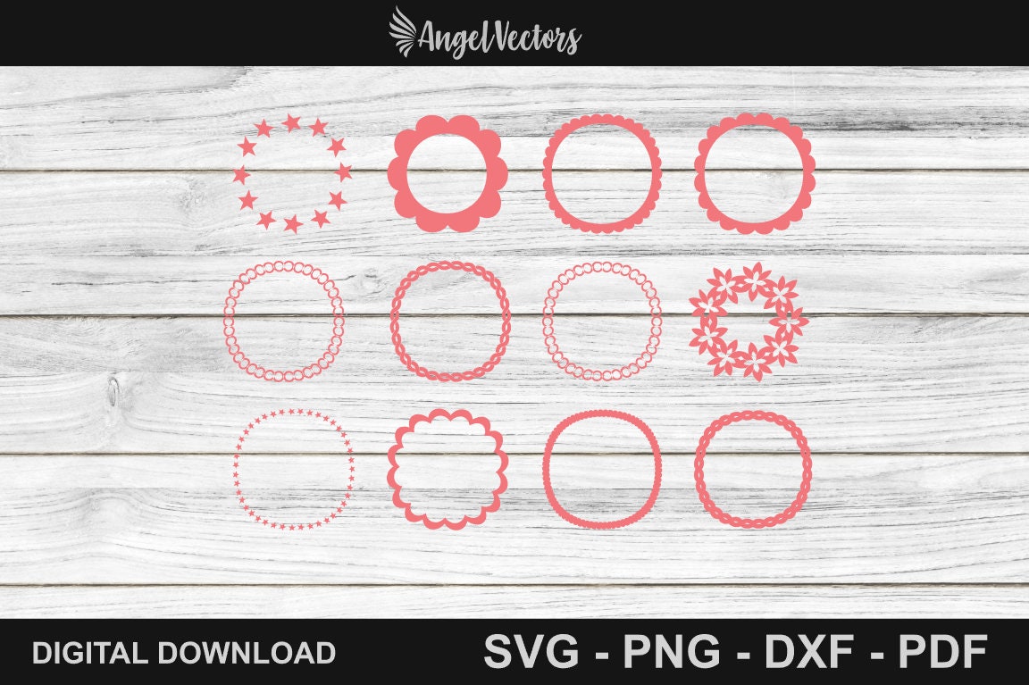 Round Frames Svg, Decorative Frame Cut File, Digital Art, DXF, PDF, PNG ...