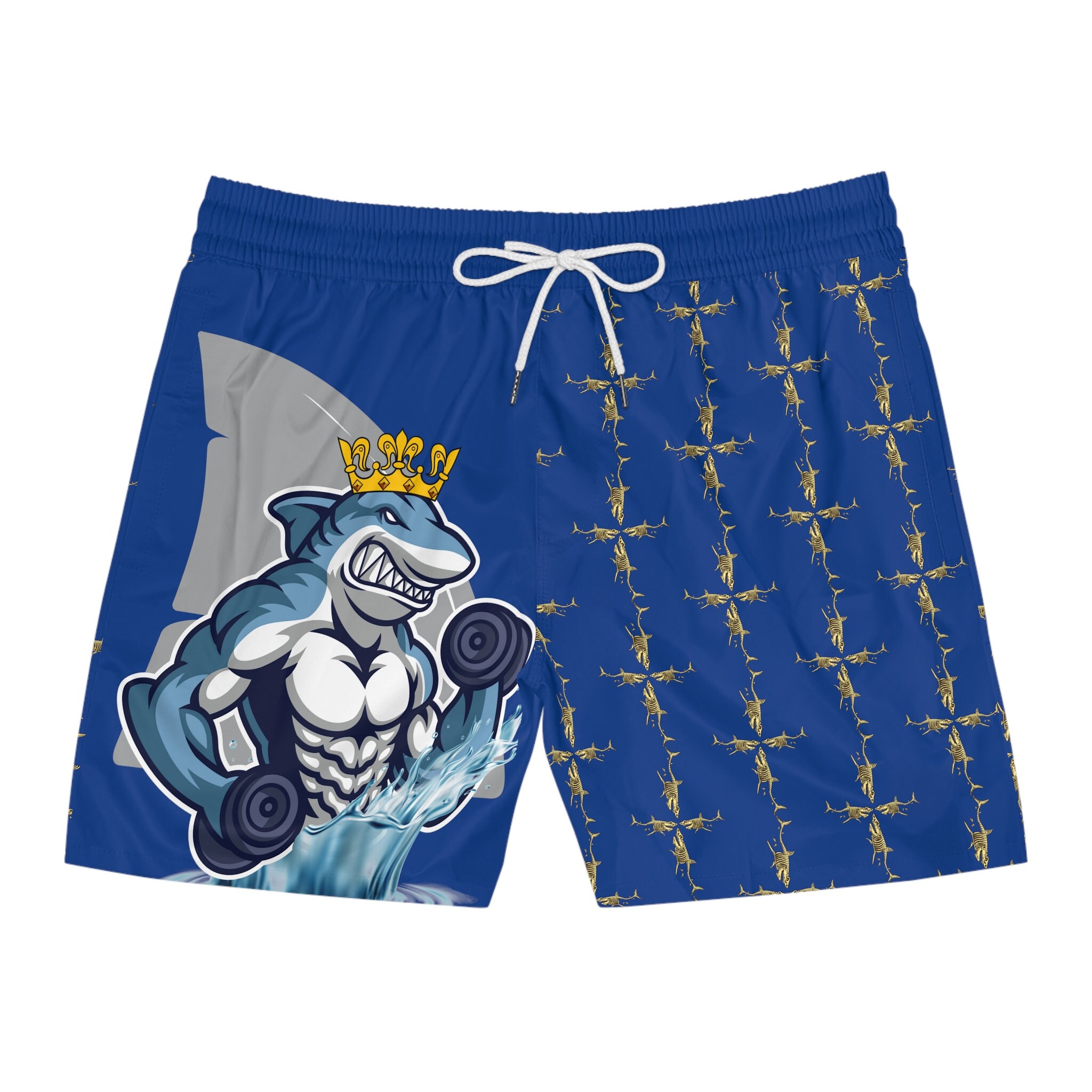 King of the Sharks Dark Blue Swimming Trunks the Trendy Swimmer Men's ...