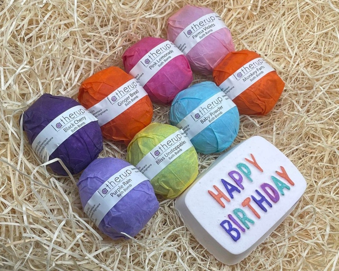 Bath Bombs Plus Happy Birthday Bath Bomb Set of 8 Bath Bomb Gift Set ...