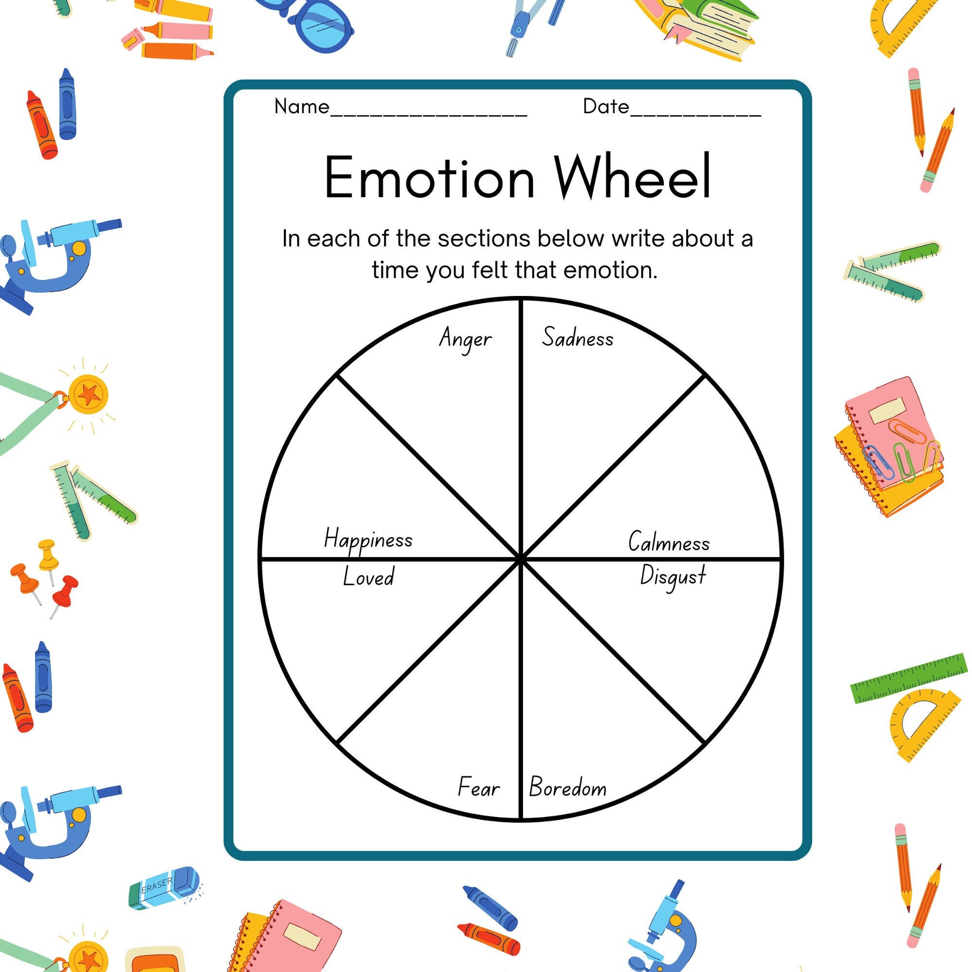 SEL Emotion Worksheet | Emotion Wheel | Social Emotional| Primary ...