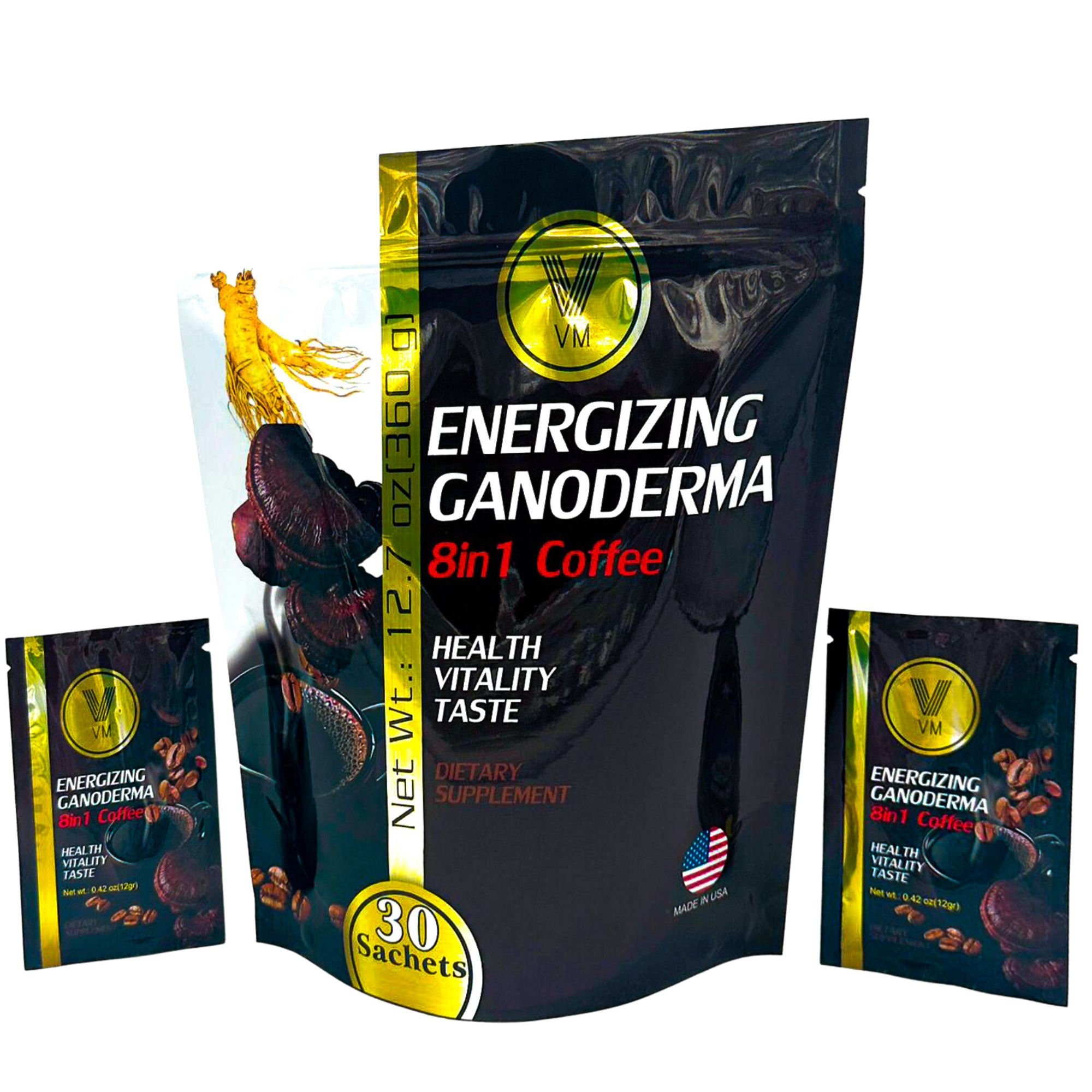 VM Energizing Ganoderma Coffee.reishi With Ginseng & Carbo Mix- Instant ...