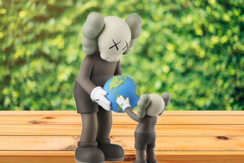 KAWS Holding Earth Figure Decoration Anatomy Cartoon Trendy - Etsy