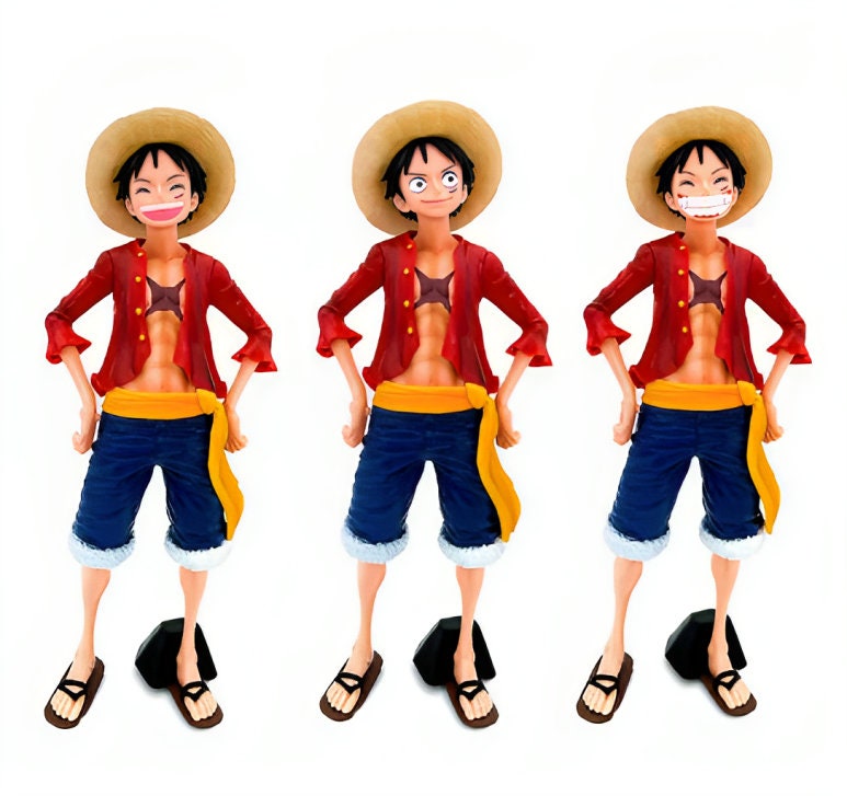 Hand Made Confident Smiley Luffy Action Figure 27cm PVC Doll With Three ...