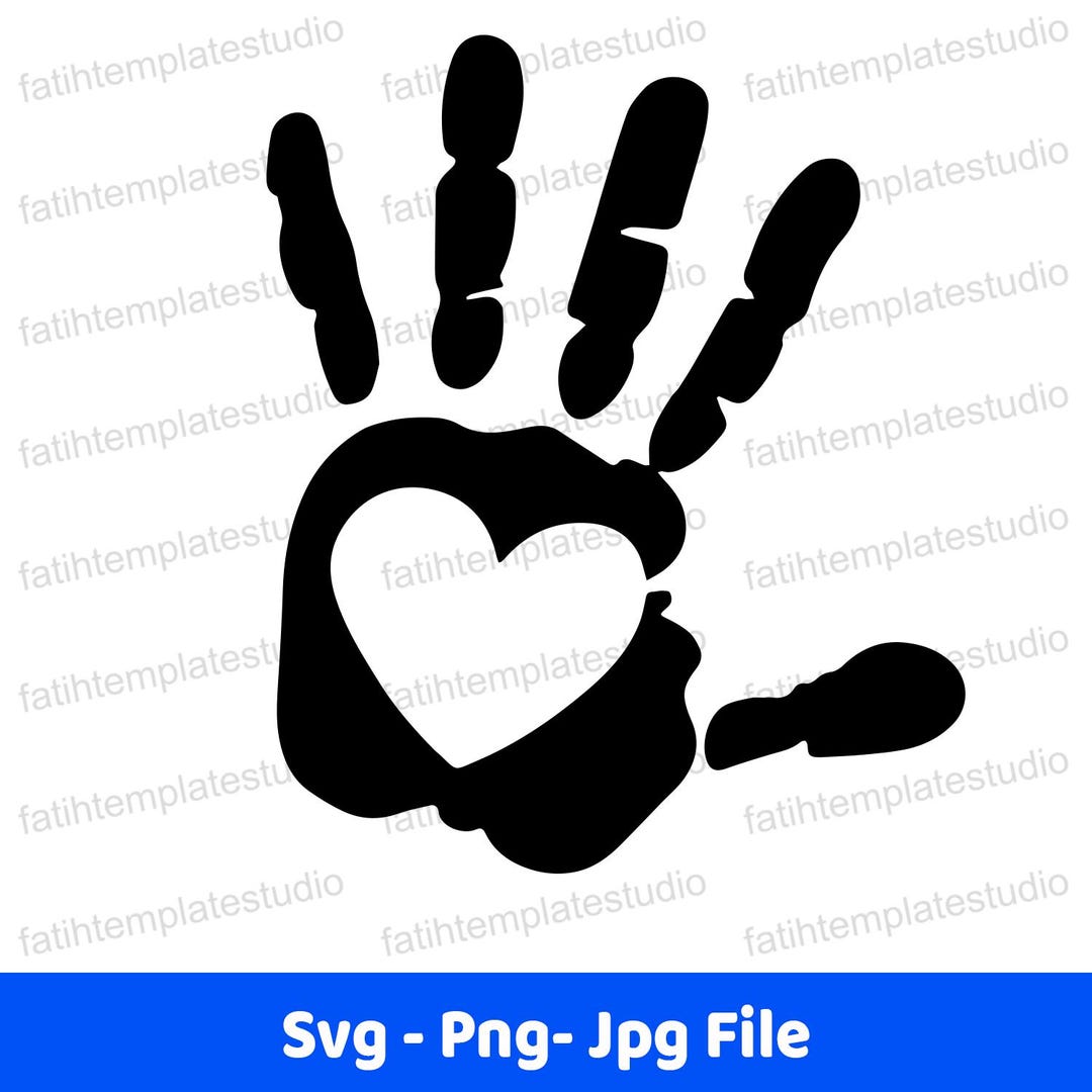Hand Heart Svg File, Heart With Handprints Svg File, Handprint Inside ...
