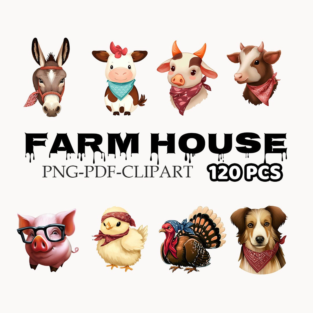 Cute Cartoon Farm Animals Png, Farm Animals With Bandana Png, Sheep ...