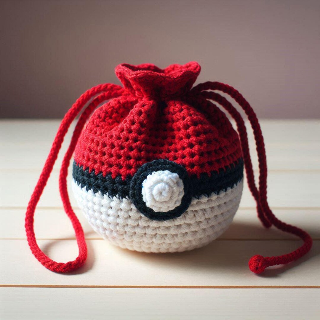 Pokemon Crochet Pattern Pdf, Crochet Pokeball Bag, Pokéball Pouch ...