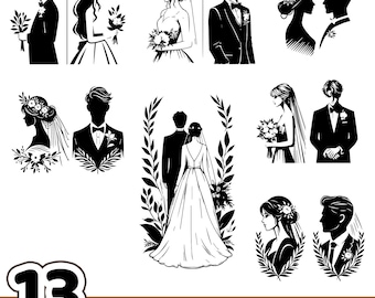 Bride and Groom SVG, Wedding Couple, Wedding SVG, Engagement Svg ...