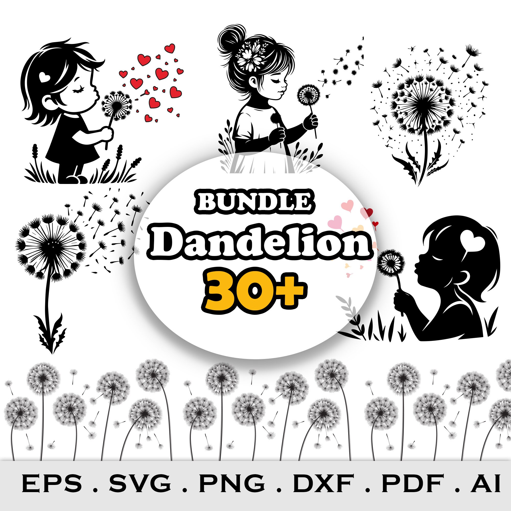 Blowing Seeds Dandelion Svg, Dandelion Seed Blowing in the Wind Svg ...