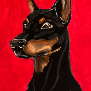 Custom Pet Portrait , Doberman , Hand Painted , Acrylic Painting - Etsy