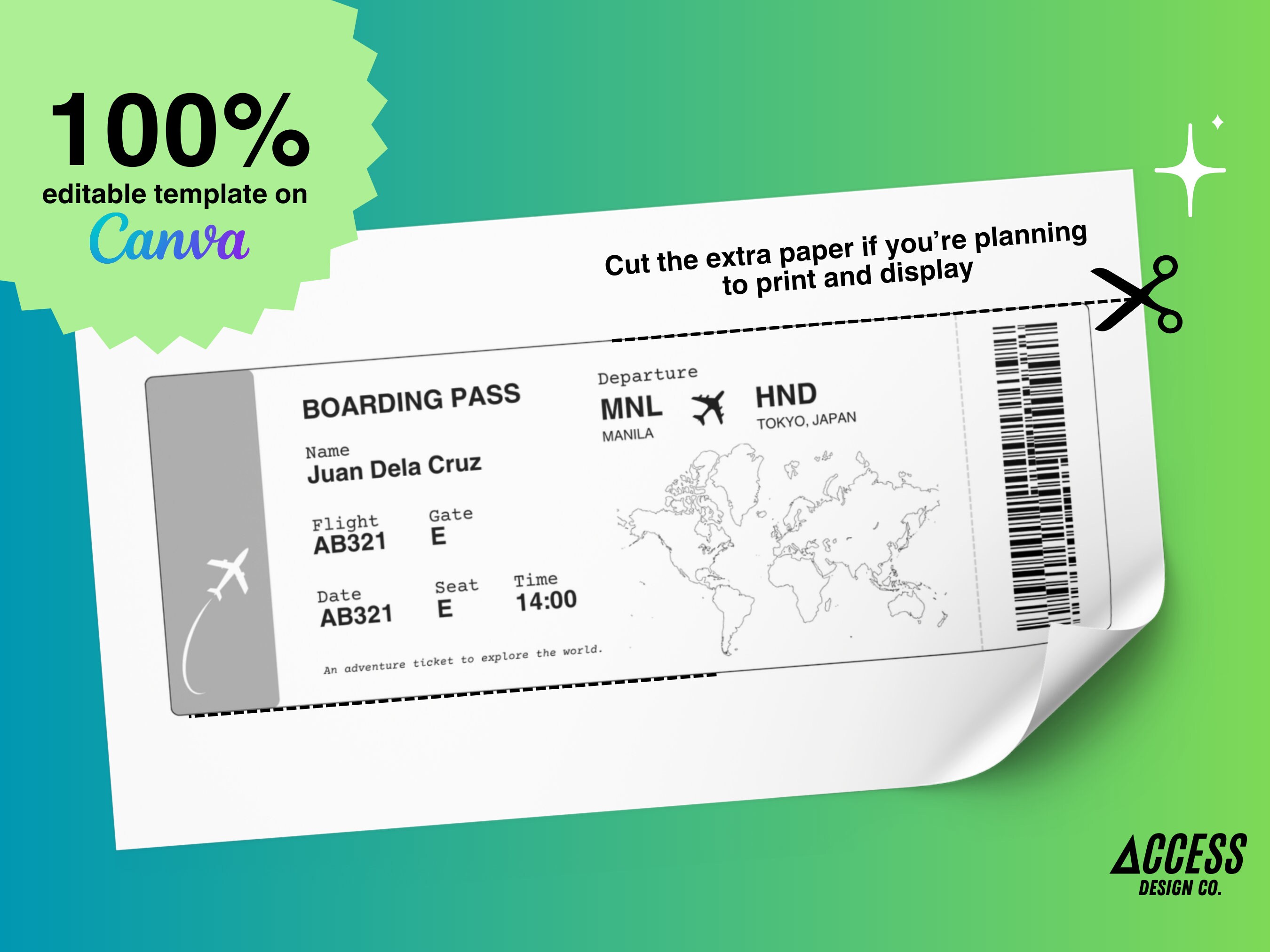 Editable Boarding Pass Template, Boarding Pass, Printable Airplane ...