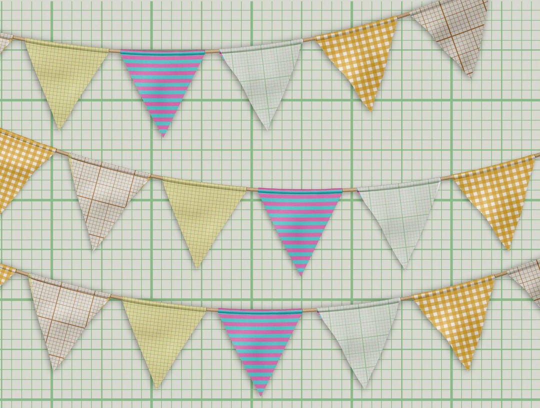 Printable Grid Paper Bunting Scandinavian Modern Graph-inspired Decor ...