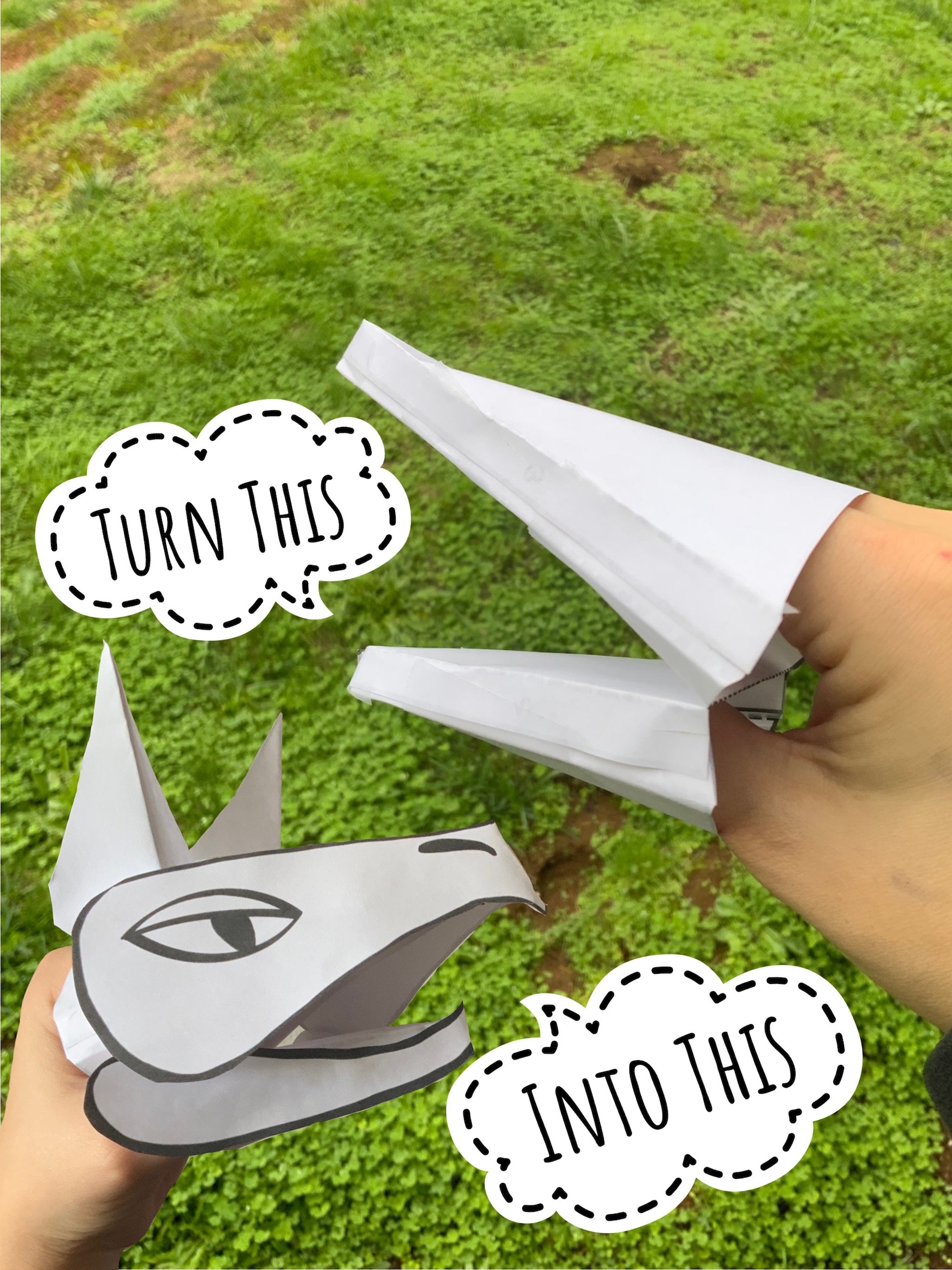 Easy Paper Dragon Hand Puppet Base Printable PDF Template Fun Kids ...