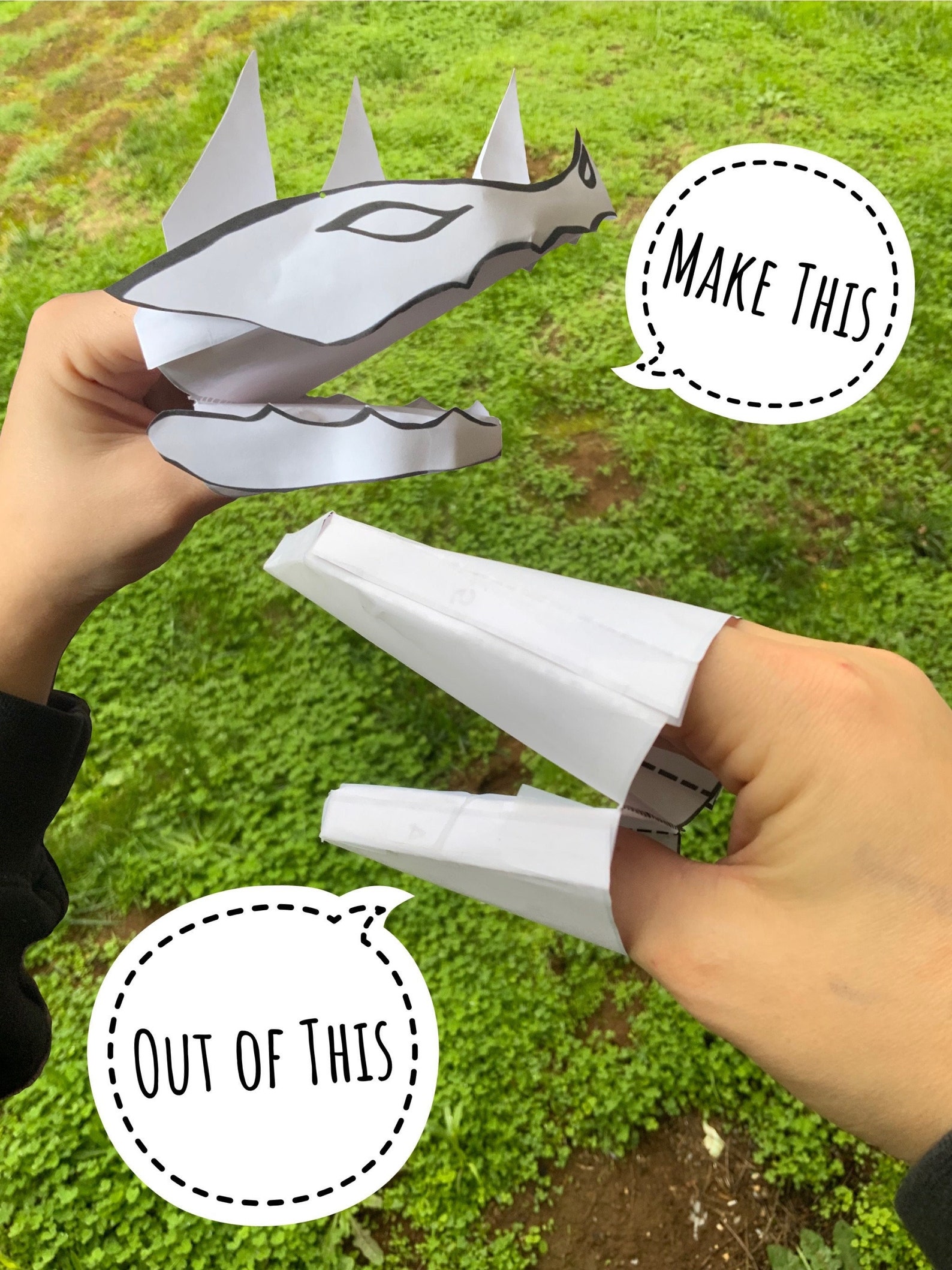 Easy Paper Dragon Hand Puppet Base Printable PDF Template Fun Kids ...