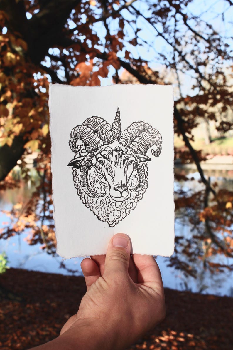 Lamb of God Linocut Block Print 5x7 Medieval Christian Art on Handmade ...