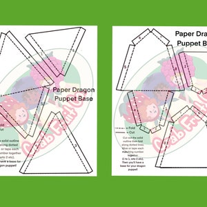 Easy Paper Dragon Hand Puppet Base Printable PDF Template Fun Kids ...