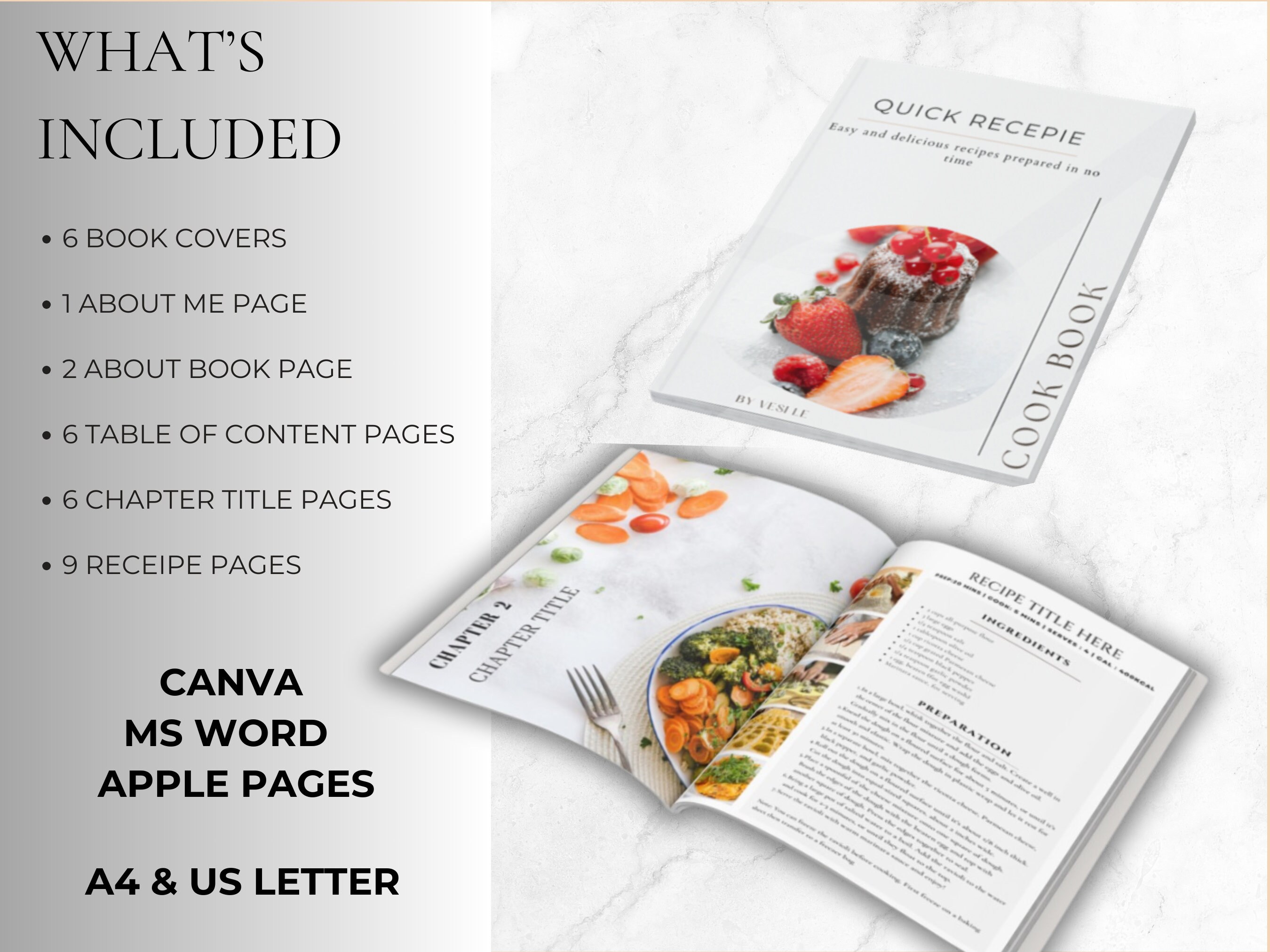 Cook Book Template Microsoft Word Doc, Canva and Mac Pages Formats - Etsy