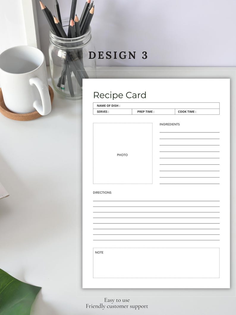 Blank Recipe Page, Printable Recipe Book Template, Recipe Card ...