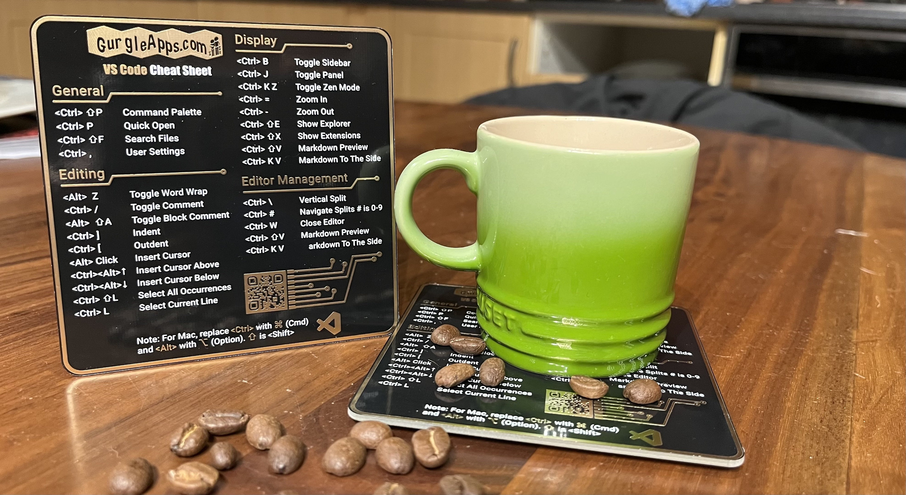VS Code Cheat Sheet PCB Coaster Ideal Gift for Coder, Hacker or Tech ...
