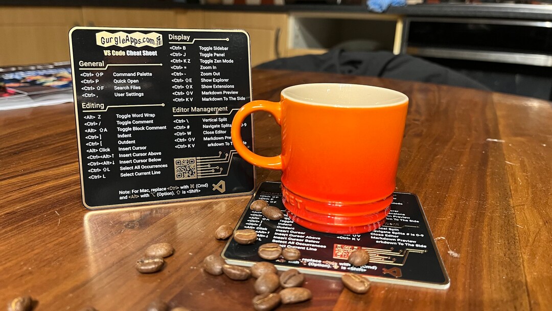 VS Code Cheat Sheet PCB Coaster - Ideal Gift for Coder, Hacker or Tech ...
