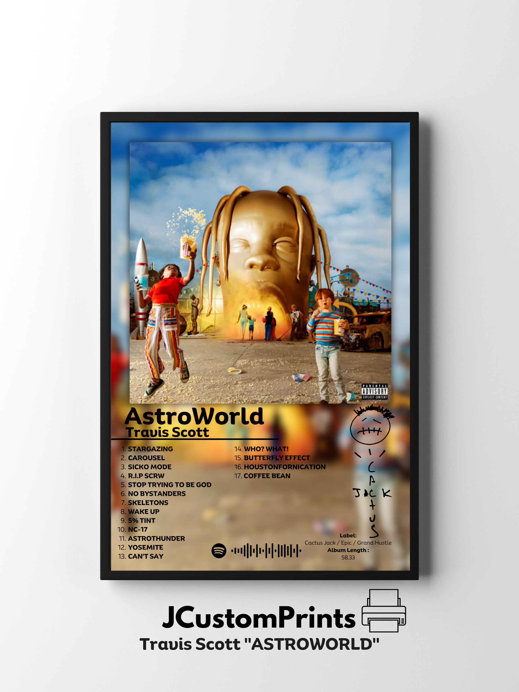 Album Cover Poster Music Poster Travis Scott astroworld Poster Custom ...