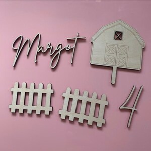 Farm Set Cake Topper Set Wooden Wood Decoration Barn - Etsy