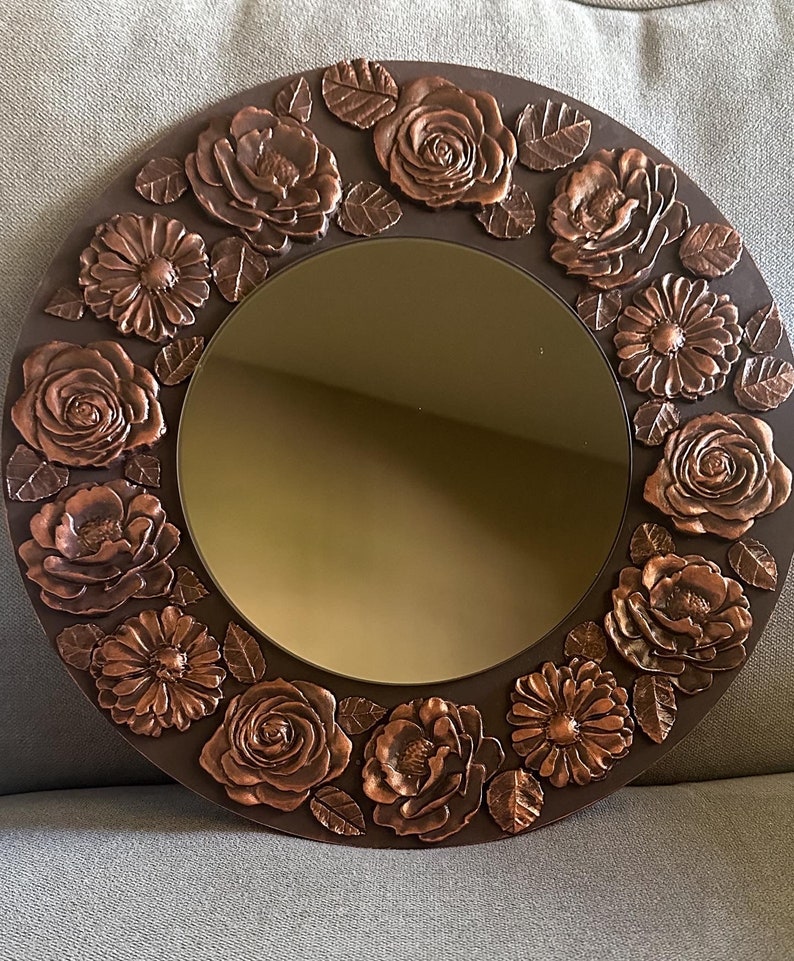 Wall Art Botanical Mirror Wall Décor Round Wall Hanging Sculpture ...