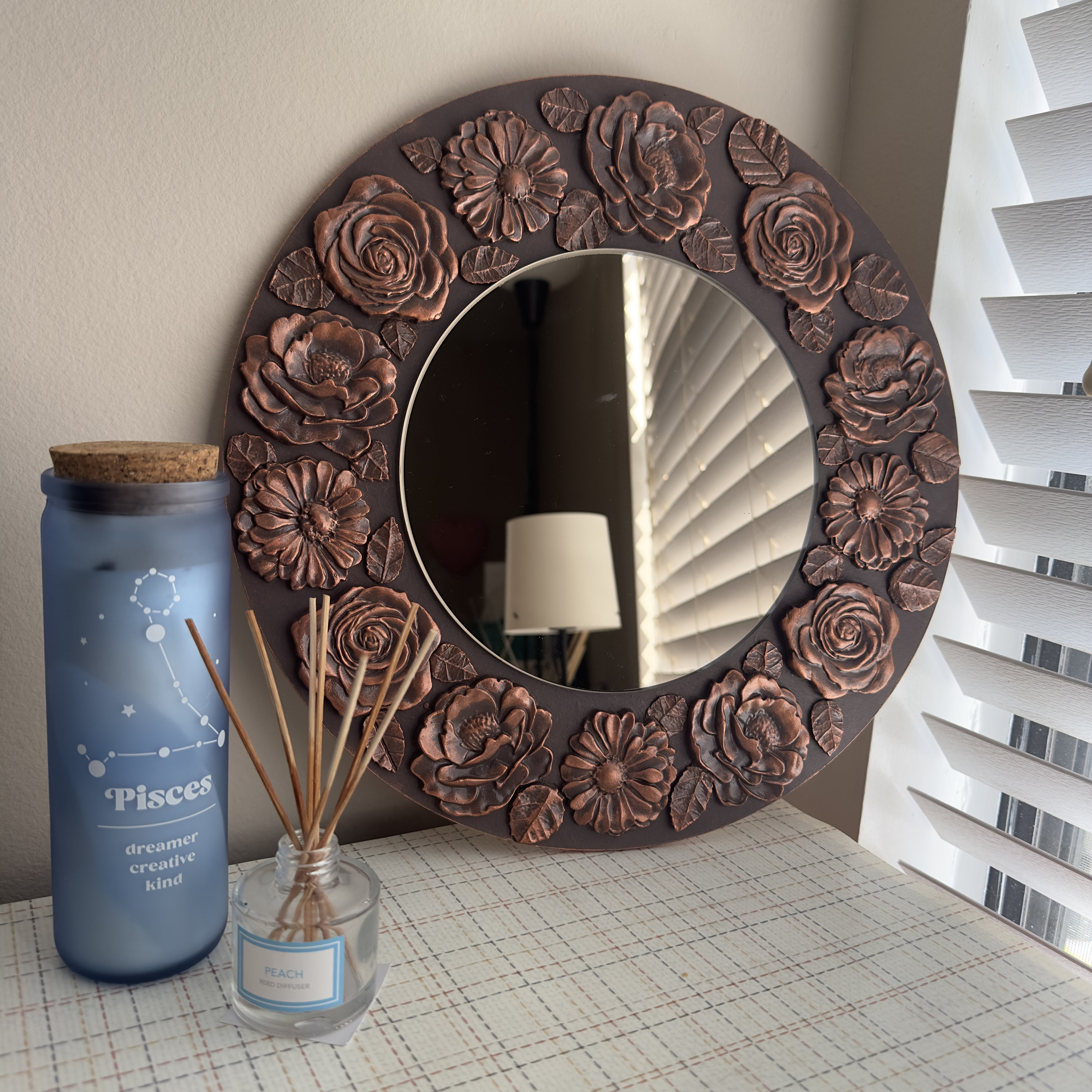 Wall Art Botanical Mirror Wall Décor Round Wall Hanging Sculpture ...