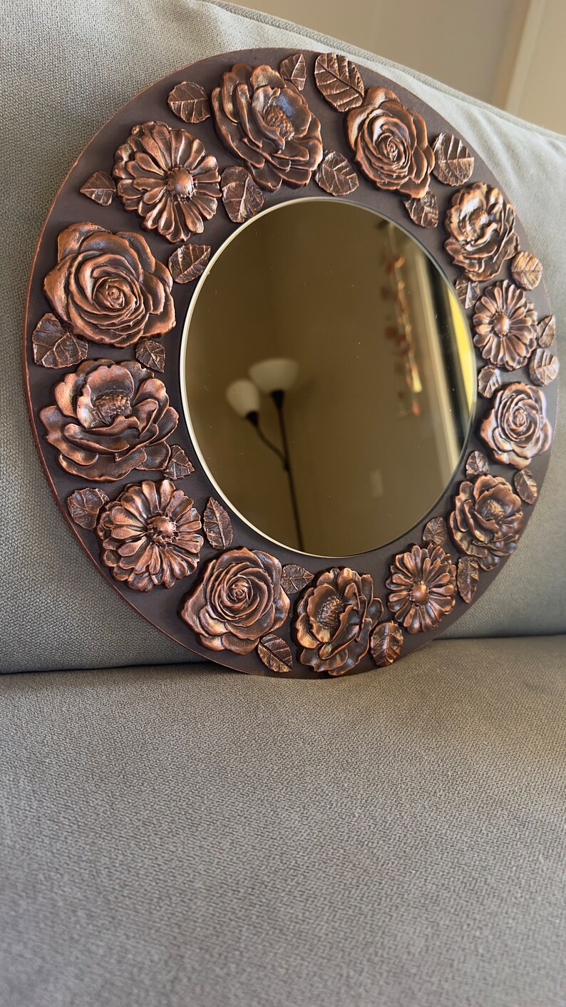 Wall Art Botanical Mirror Wall Décor Round Wall Hanging Sculpture ...