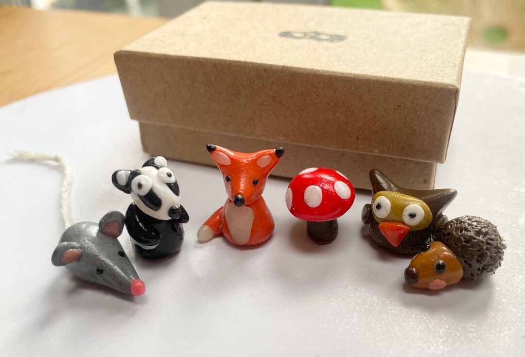Handmade Polymer Clay Woodland Animal Figurines: Cake Toppers, Party ...