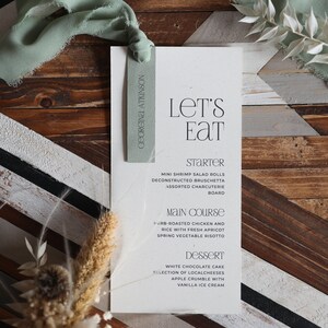 Personalised Printed Menu With Guest Names for Wedding | Modern, Luxury ...