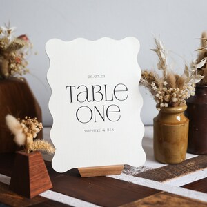 Printed Double-sided Tables Numbers for Weddings | Arched & Wavy Shape ...