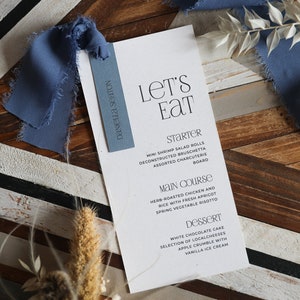 Personalised Printed Menu With Guest Names for Wedding | Modern, Luxury ...